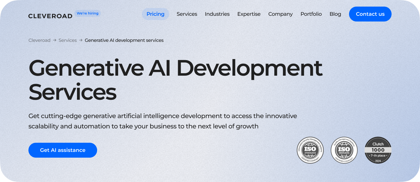 Cutting-Edge Generative AI Development Services | Cleveroad