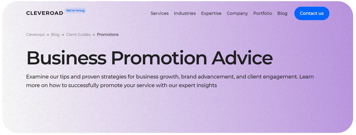 Client's Guidance to Business Promotions: IT Pro Recommendations